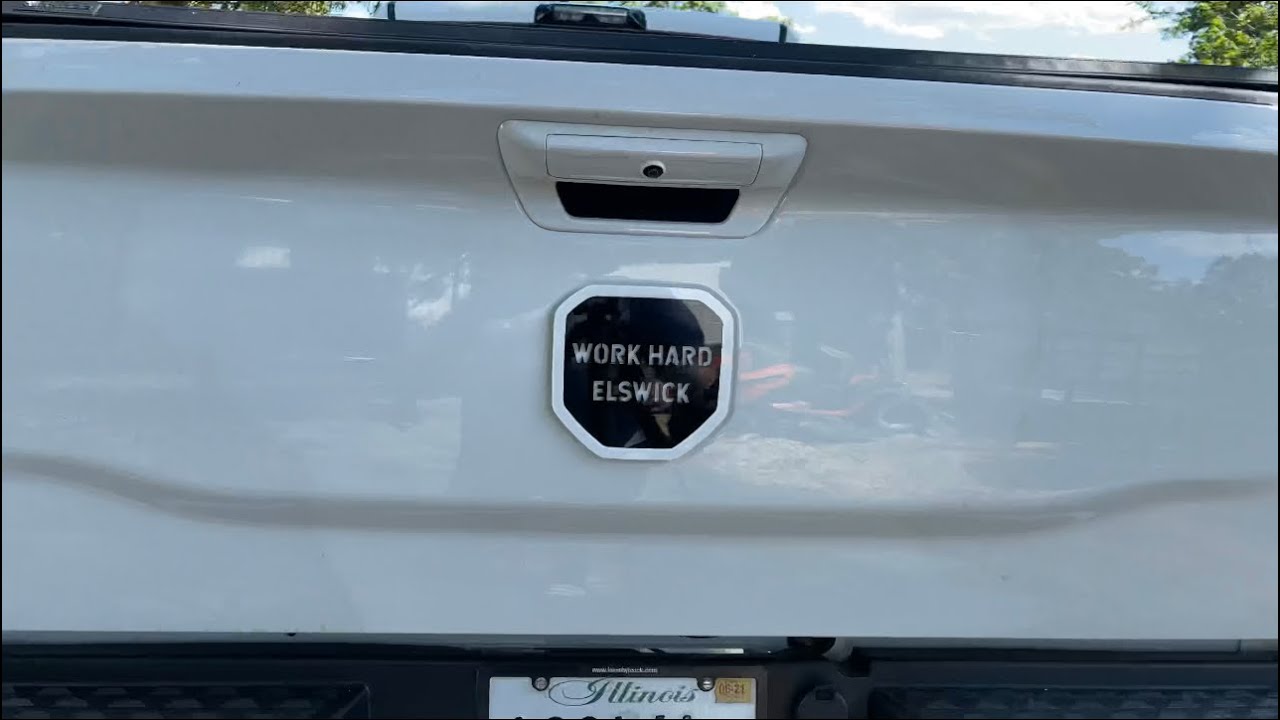 Ikonic Badges custom tailgate badge (2019 Ram 3500) - YouTube
