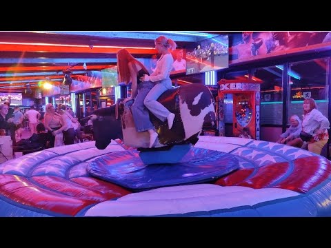 Mechanical bull riding March 9th 2024 in Benidorm Spain 🐂 - YouTube