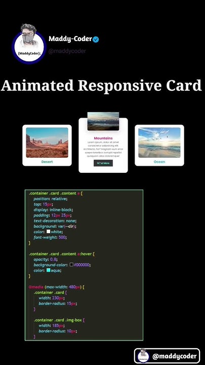 Responsive Card Design In Css How To Make Animated Card In Html5 Css3 Htmlcssjavascript