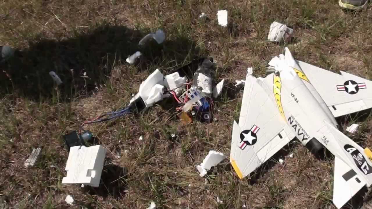 F4-E Phantom (Hobbyking) Maiden and Crash (4-29-12) - YouTube