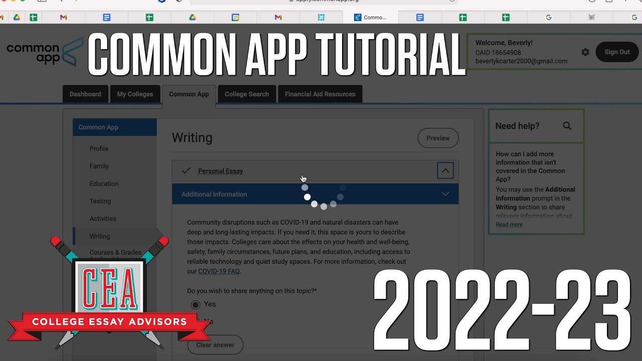 CEA's 2022-23 Common Application Tutorial - YouTube