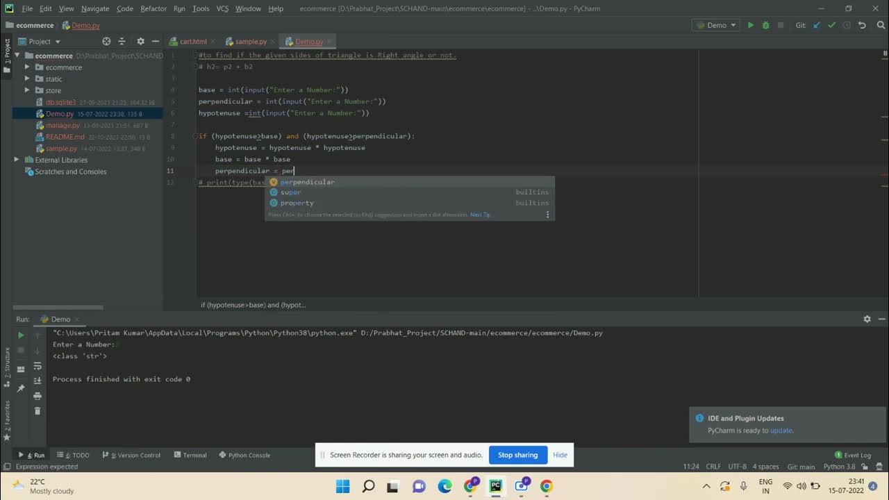 Python Basic Program : Pythagoras Theorem - YouTube