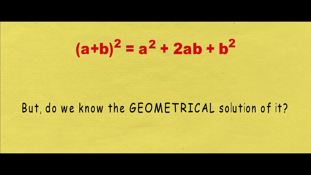 Geometrical Solution of (a+b)^2 | MRJ - YouTube