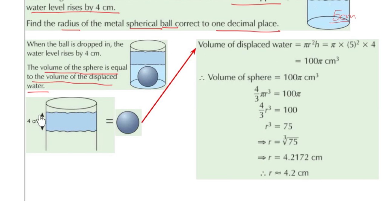 LC OL problems involving volume (sphere and cylinder) - YouTube