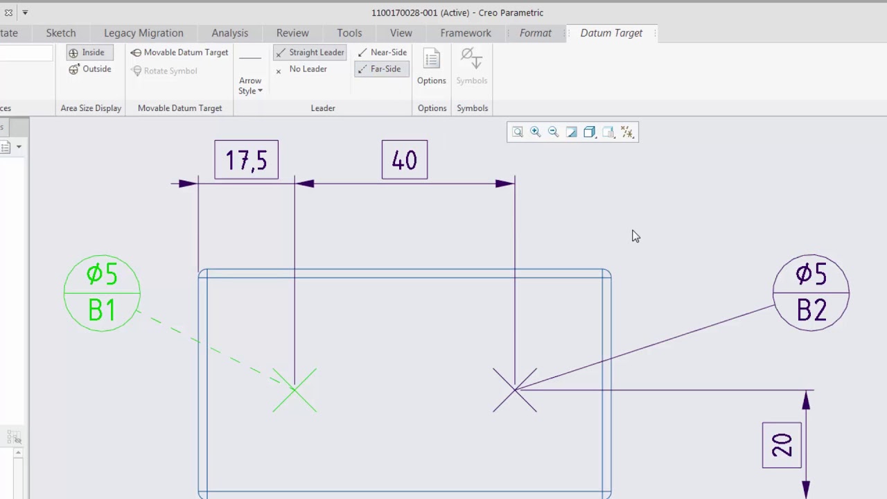 Dashed Leader Line for Datum Targets in Detailed Drawings - YouTube
