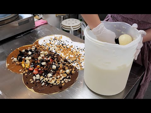 Crpe in erstaunlicher Größe und beliebte Crpes - koreanischer Dessertladen