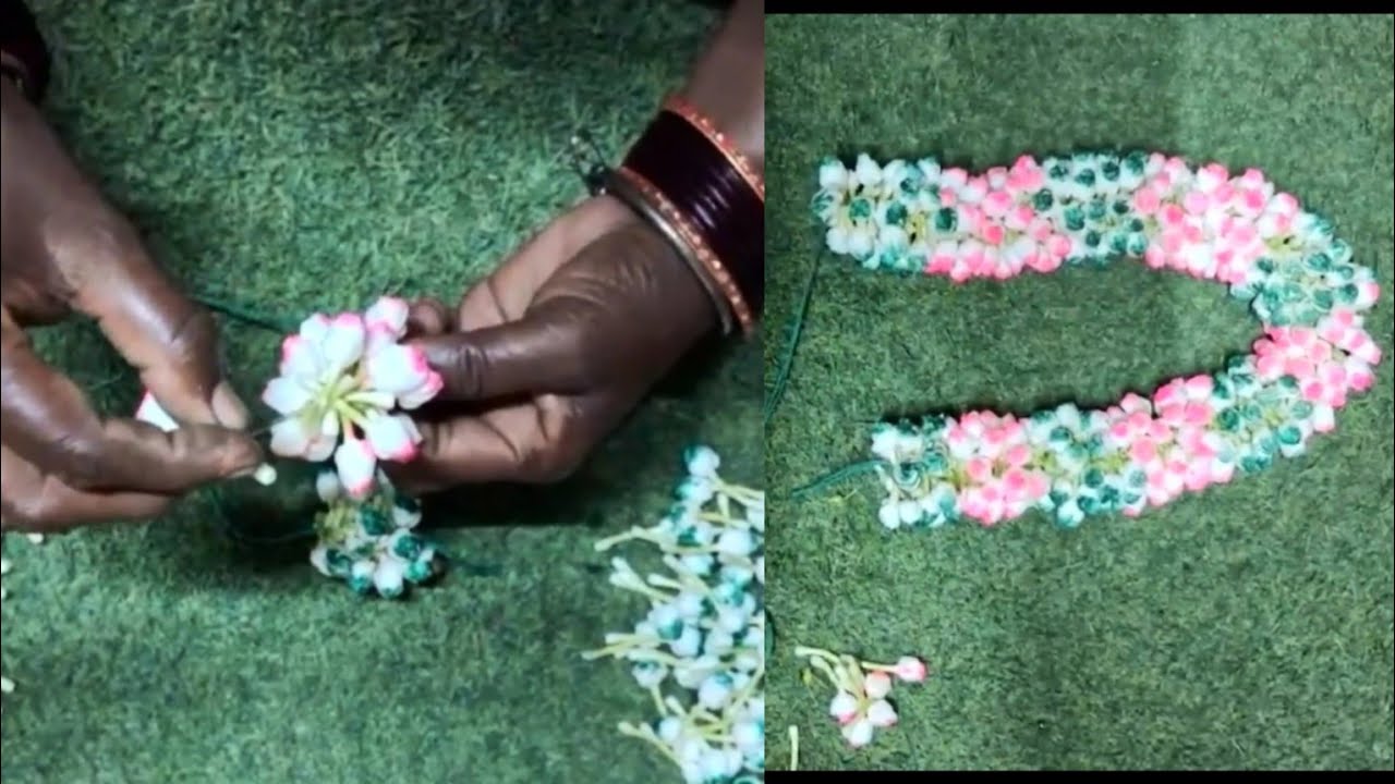 நந்தியாவட்டம் பூ கலரா இப்படி கட்டி பாருங்க nanthiyavattam flower making ...