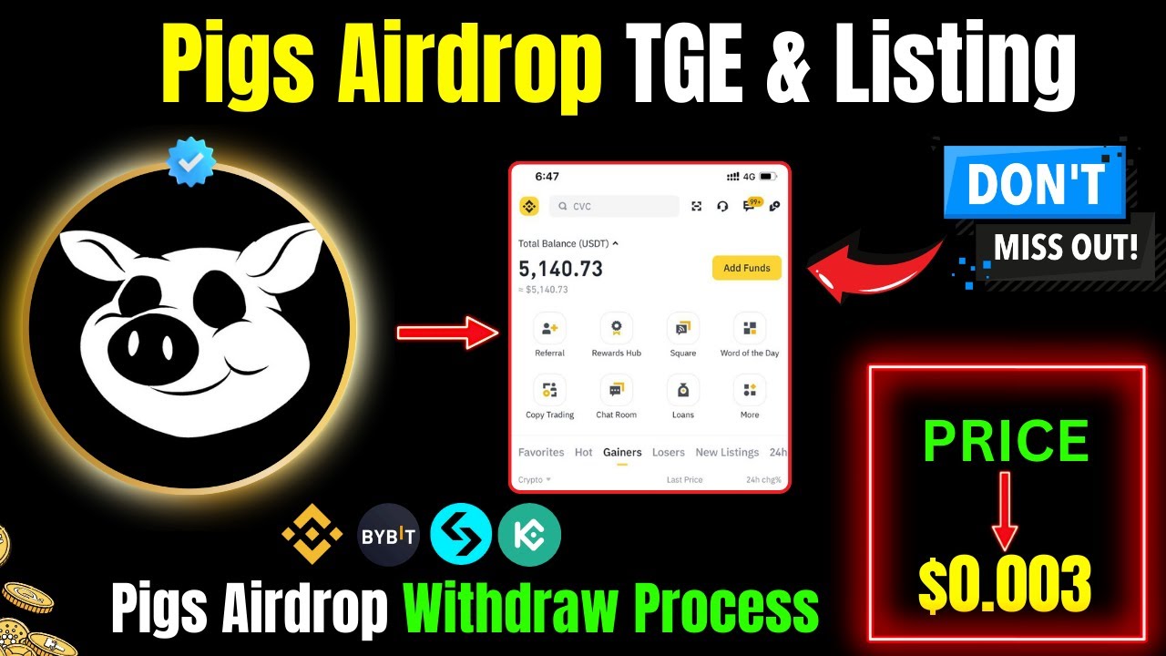 Pigs Airdrop TGE & Listing | Pigs Airdrop Withdraw Process | - YouTube