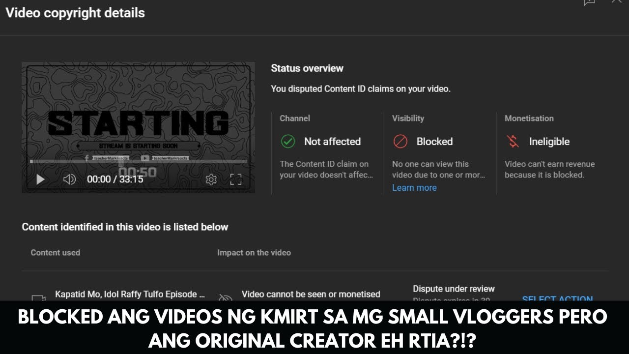 BLOCKED ANG VIDEOS NG KMIRT SA MG SMALL VLOGGERS PERO ANG ORIGINAL ...