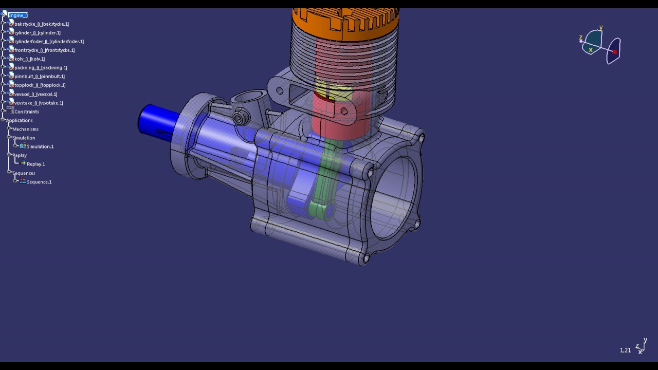 one cylinder engine Catia kinematic simulation - YouTube