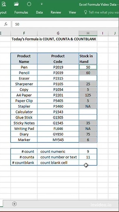 Excel Formula COUNT, COUNTA, COUNTBLANK - YouTube