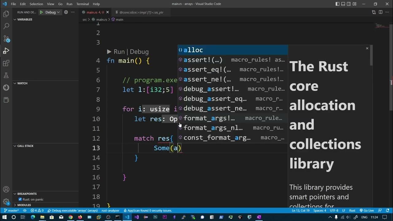 Rust Arrays Vectors And Strings Youtube