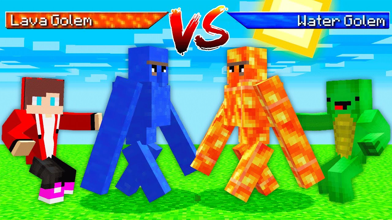 MIKEY AND JJ MADE A BATTLE LAVA GOLEM VS WATER GOLEM in Minecraft ? GOLEM BATTLE ! - YouTube