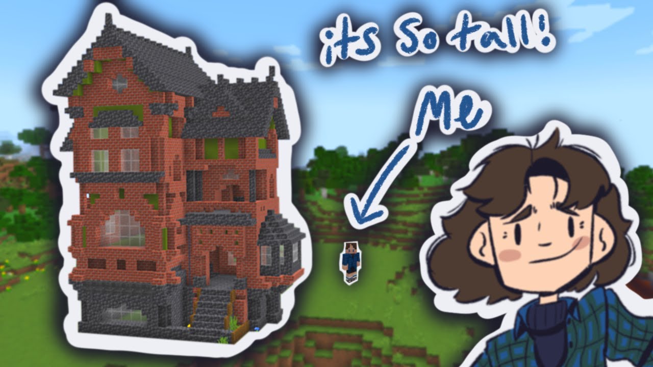 how to build a TALL Victorian brick house in minecraft 1.20 [build ...