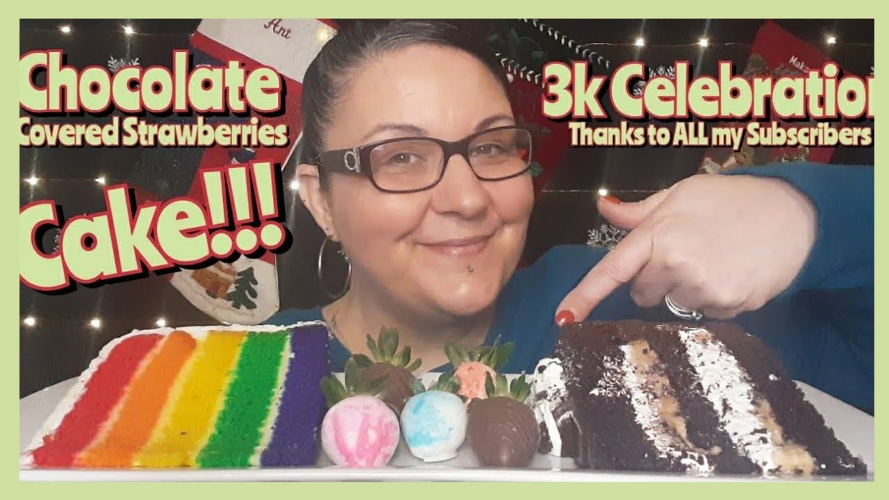 ASMR 3K CELEBRATION🎉CAKE | CHOCOLATE STRAWBERRIES Eating Sounds ...
