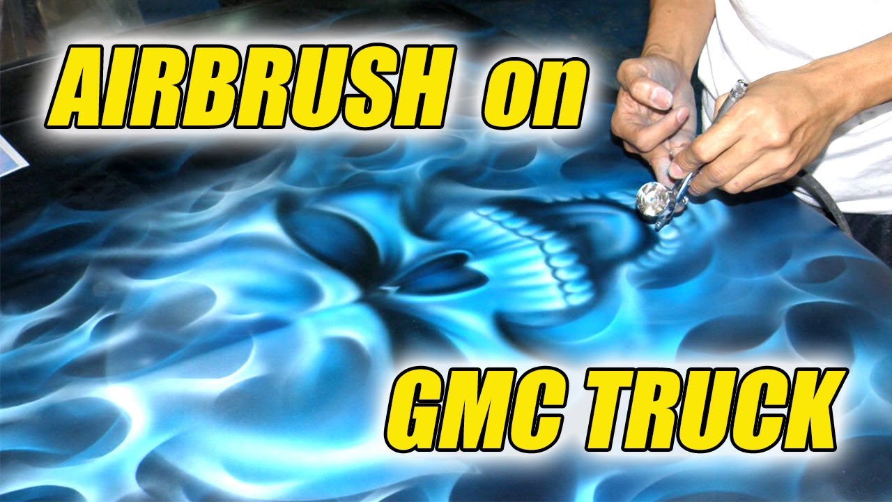 Realistic Blue Flame AIrbrush on GMC Truck - YouTube