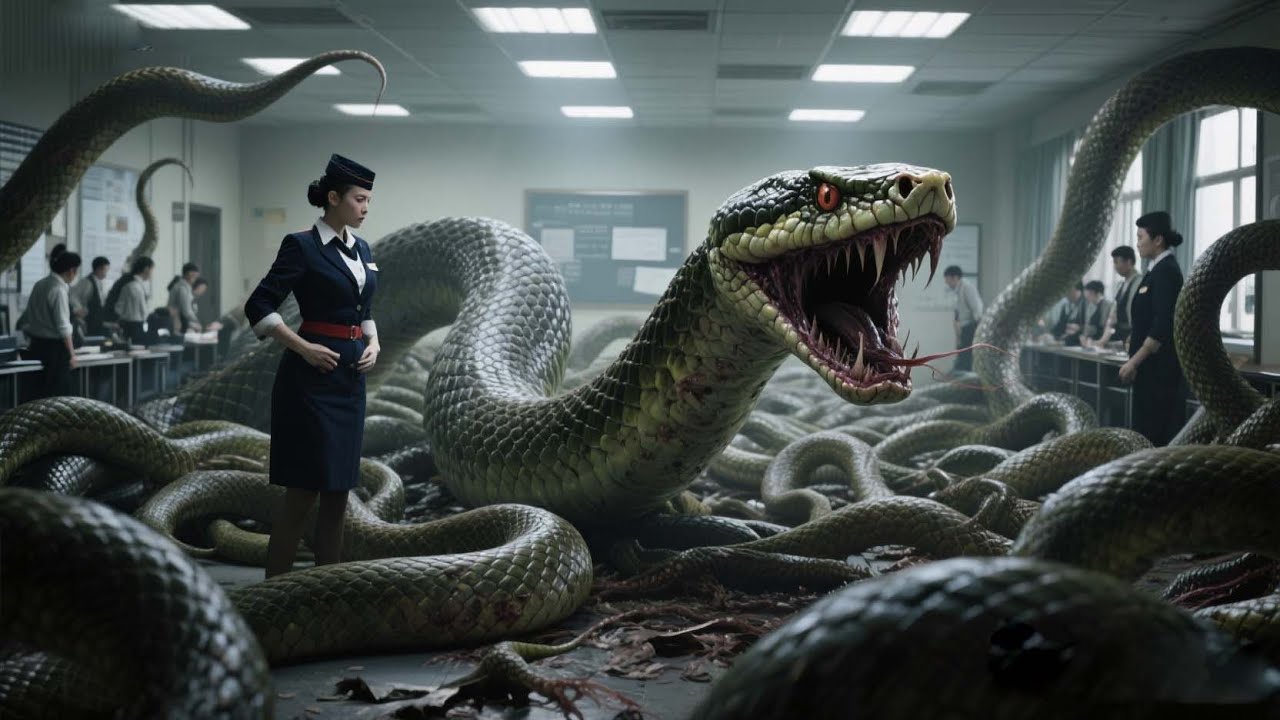 The giant snake has mutated and broke into the flight attendant school ...