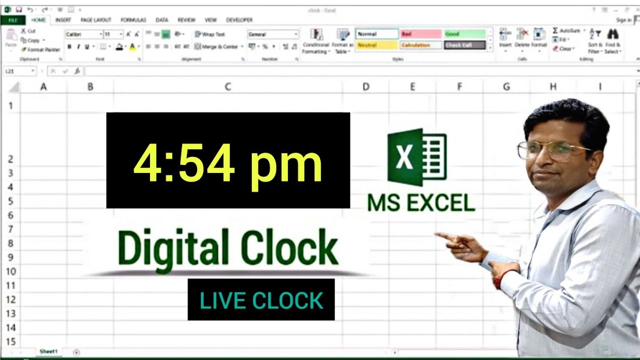 Digital Clock Live Clock In Ms Excel msexcel computer video Digital Clock Live Clock In Ms Excel msexcel computer video