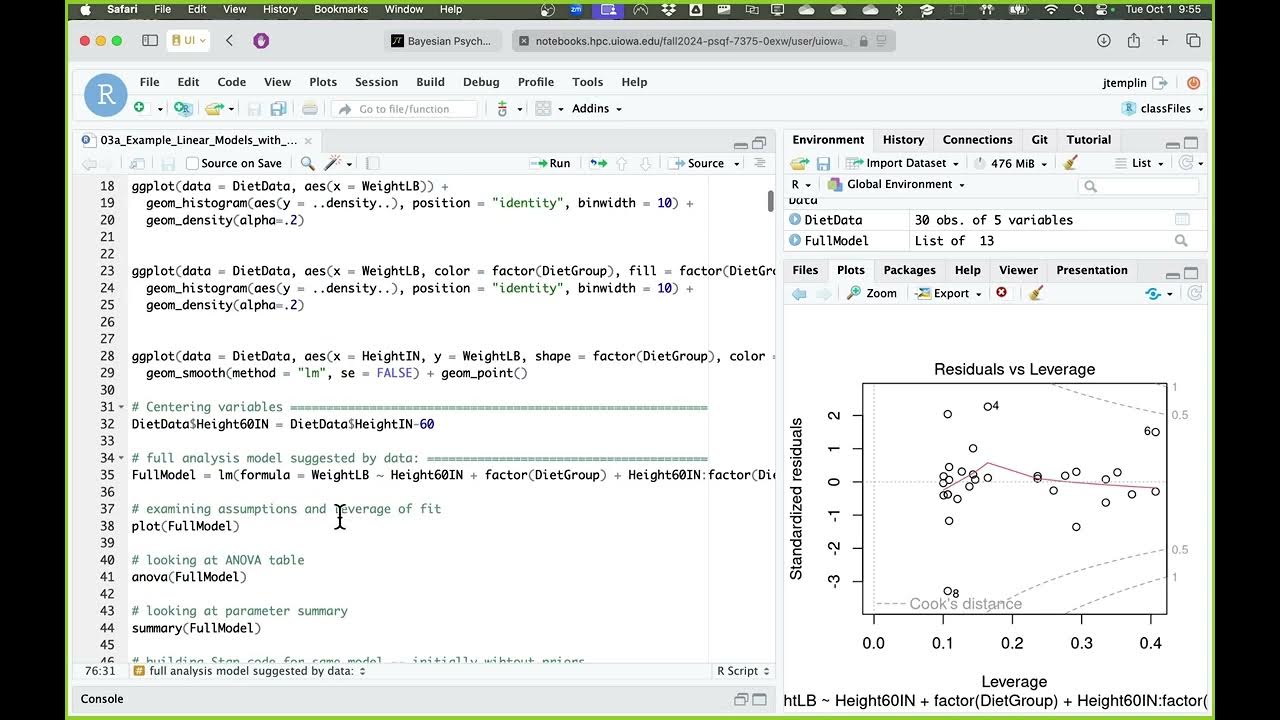 Class 8: Example Bayesian Linear Model (Lecture 3a Example, Part 2 ...