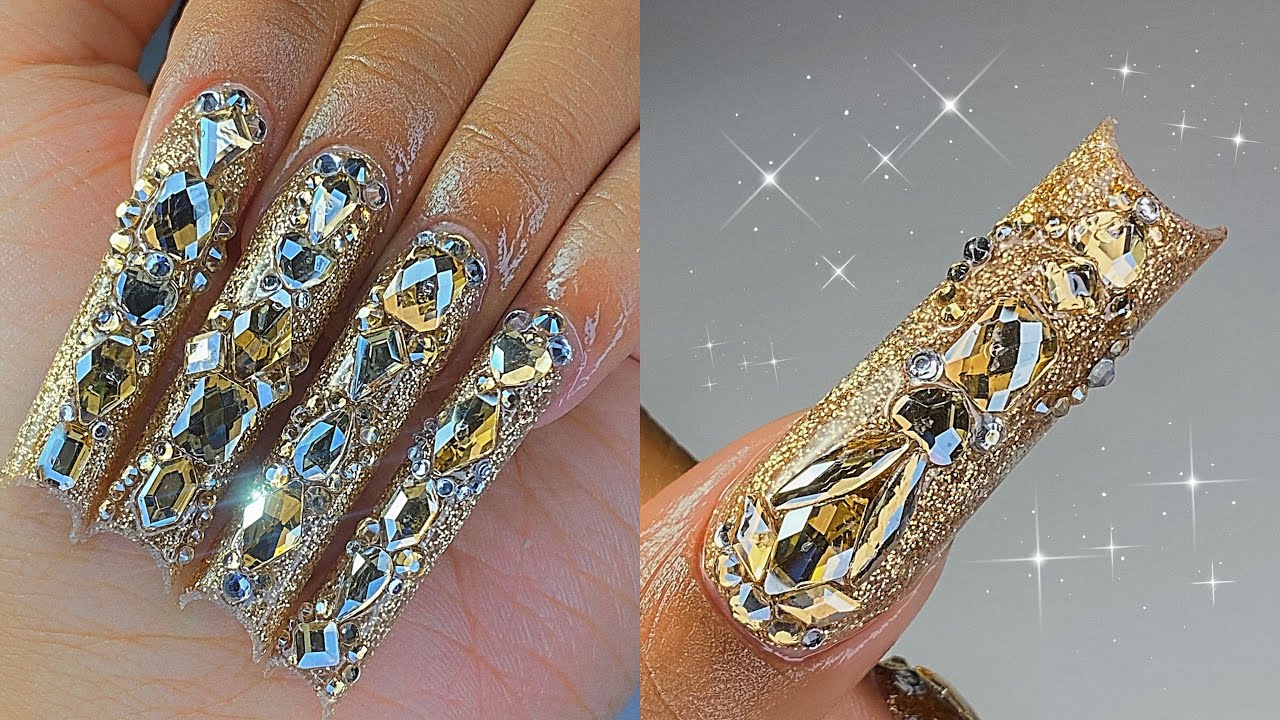 💎SWAROVSKI CRYSTAL ACRYLIC NAILS💎| acrylic application + brief, but ...