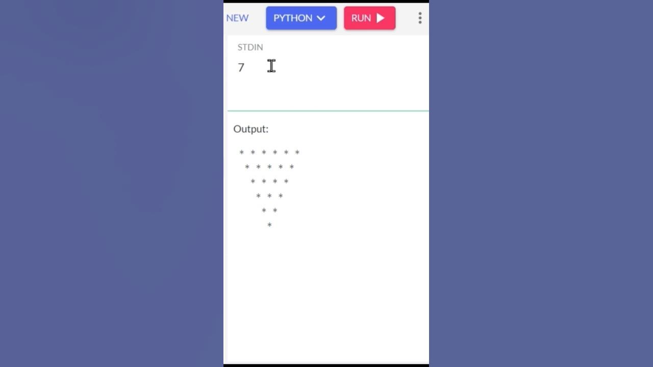 Star Pattern Program In Python Python Pythonprogramming Pythontutorial Youtube