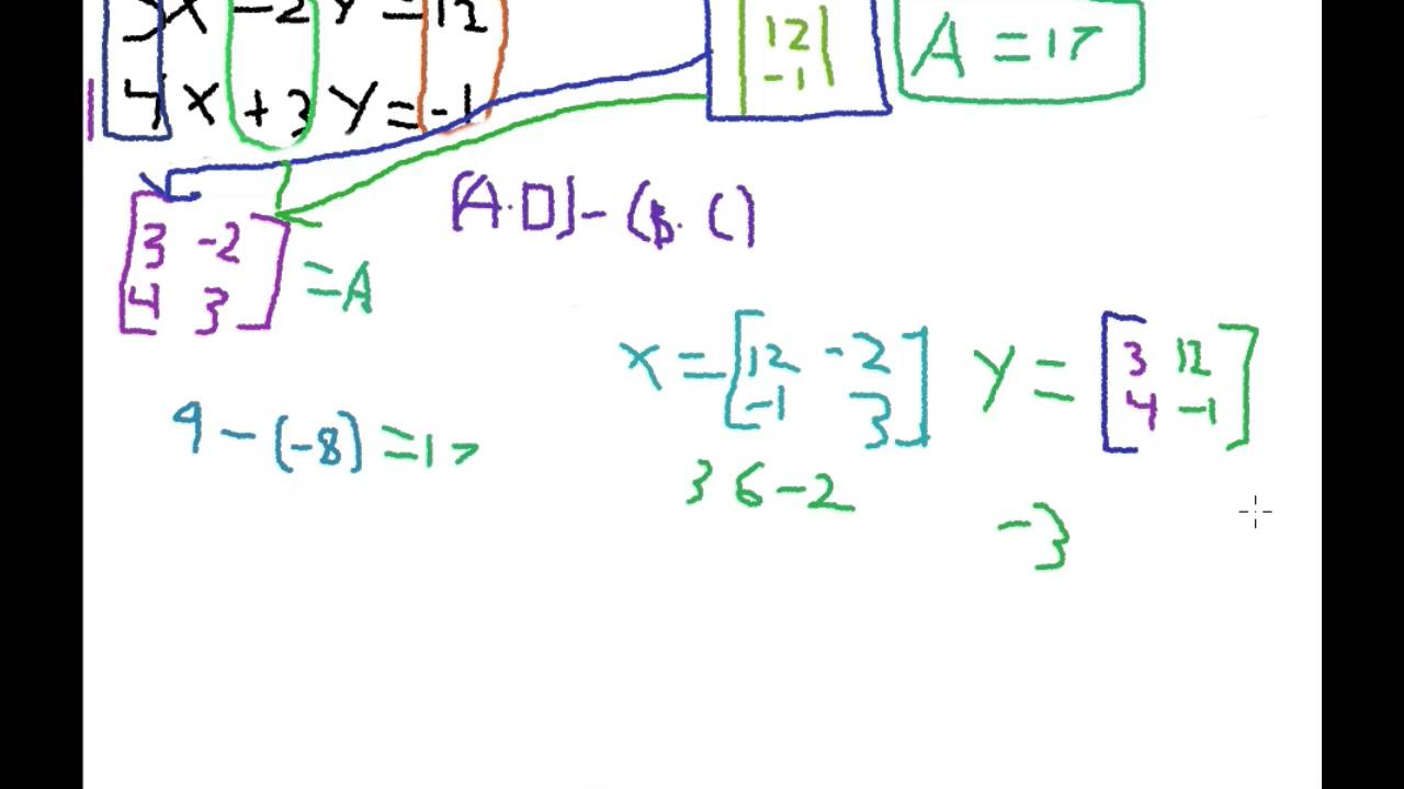How To Solve A 2x2 Matrix all Variables Using Cramers Rule YouTube