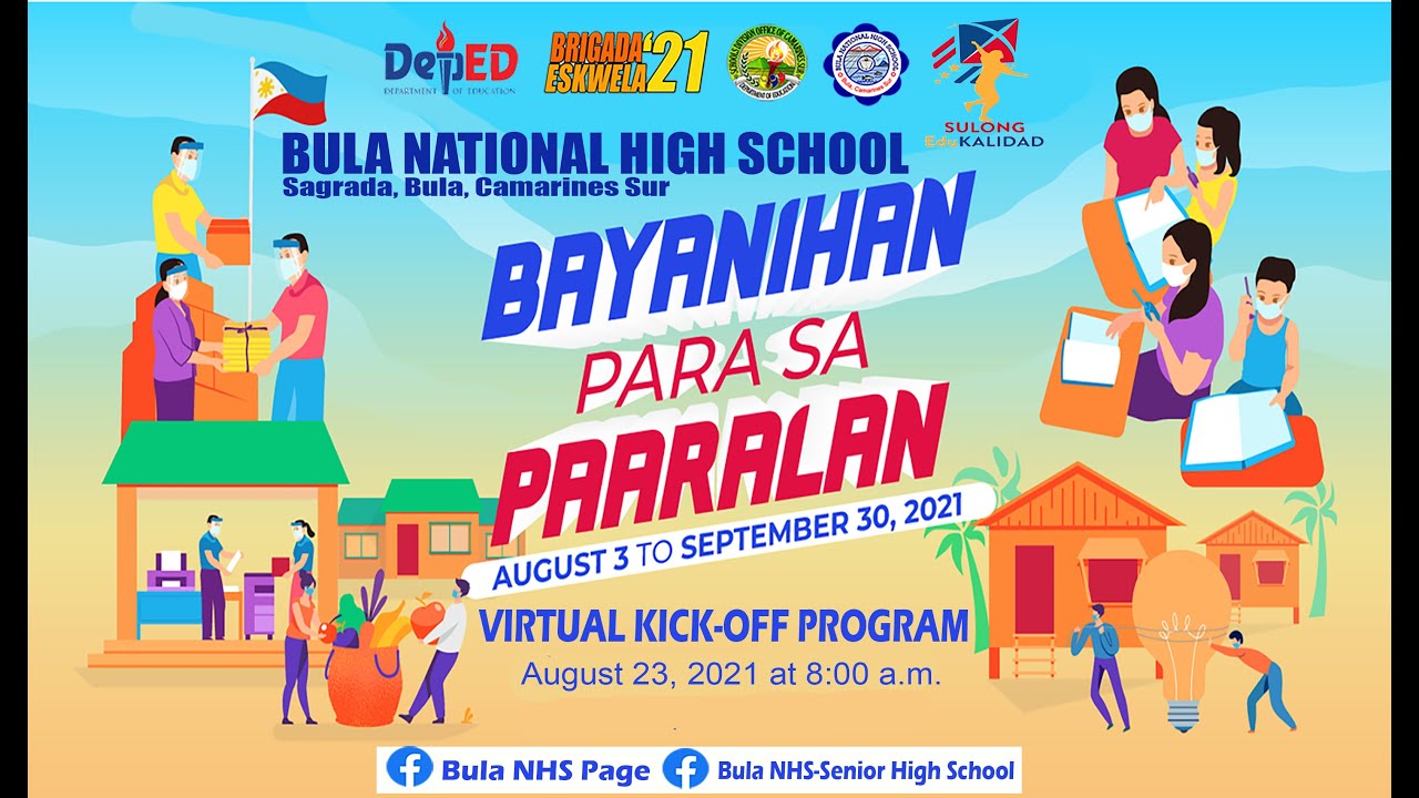 BULA NATIONAL HIGH SCHOOL's BRIGADA ESKWELA 2021 KICK-OFF PROGRAM - YouTube
