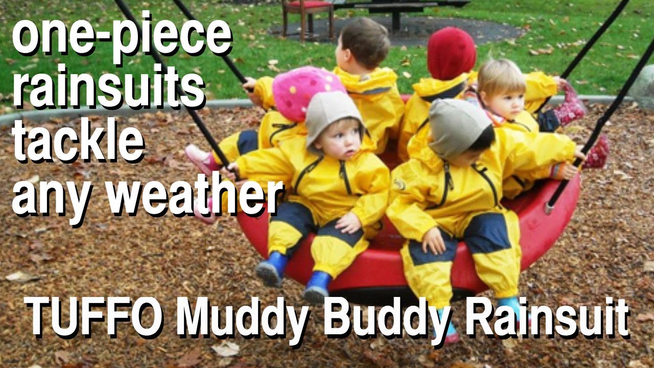 TUFFO Muddy Buddy Rainsuits: wet weather play for your kids - YouTube