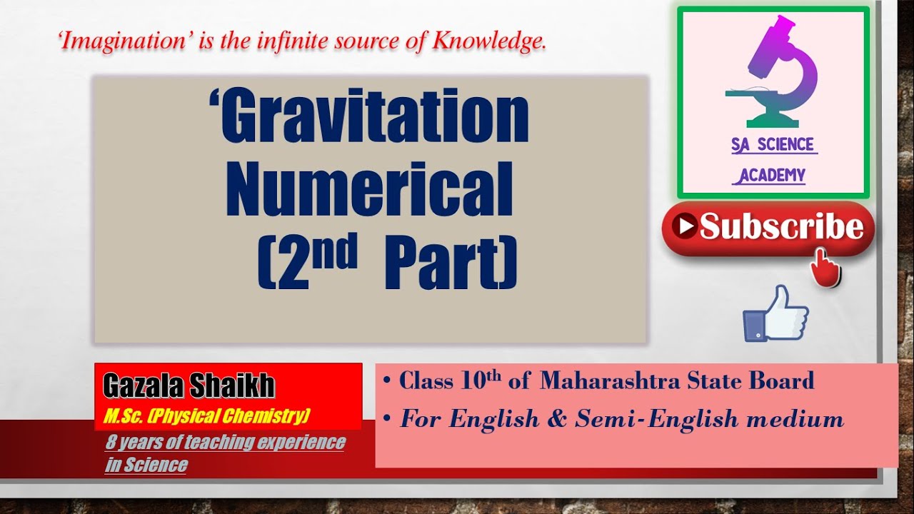 Gravitation - Numerical - Part - 2 - SA Science Academy - YouTube