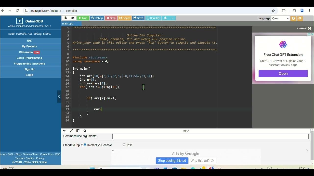 How to find largest element in an array in c++ - YouTube