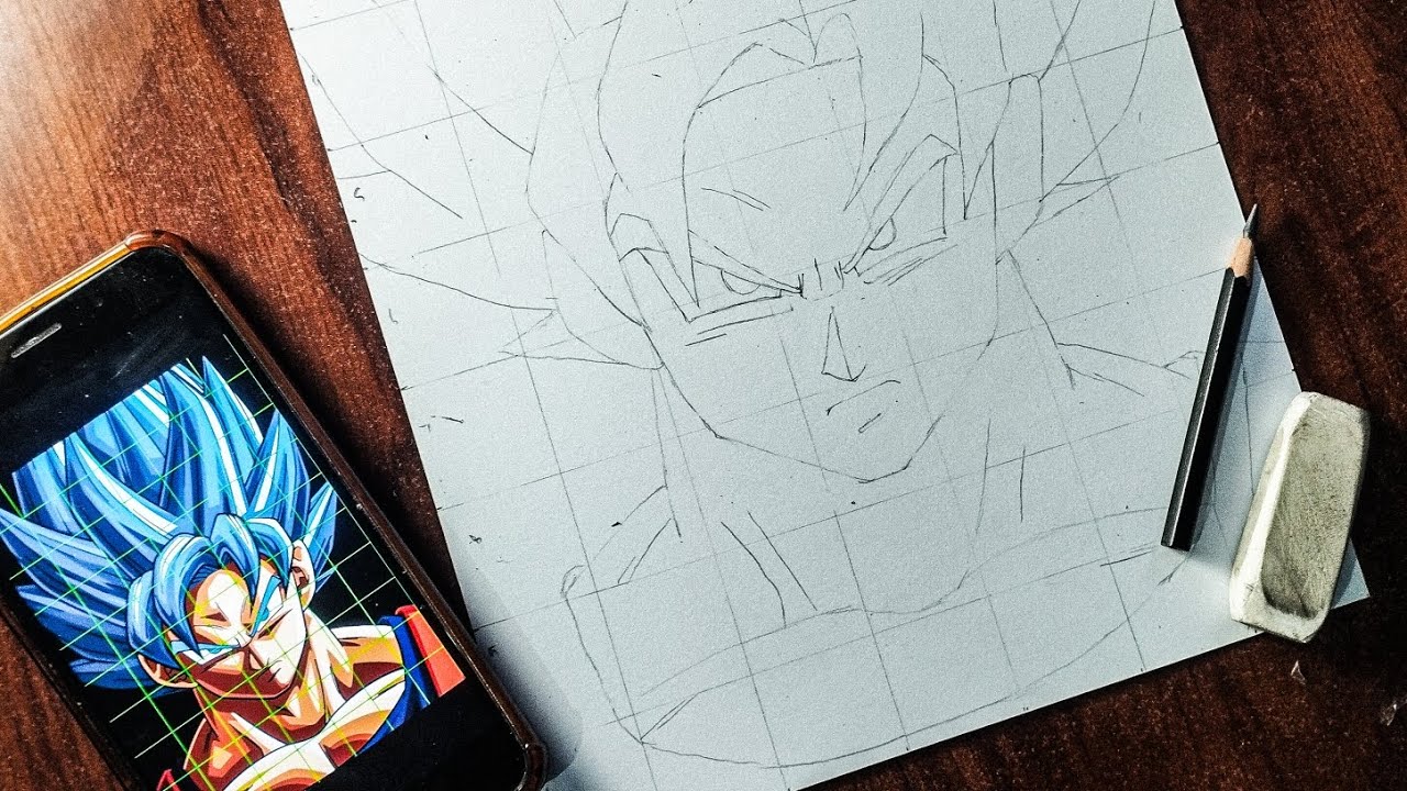 How to Draw Goku Step by Step , Goku Outline Tutorial - YouTube
