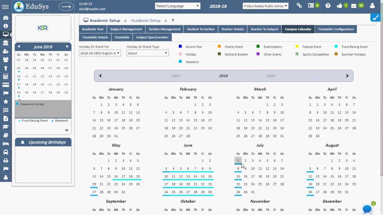 How Campus Calendar is setup in School Management System - YouTube