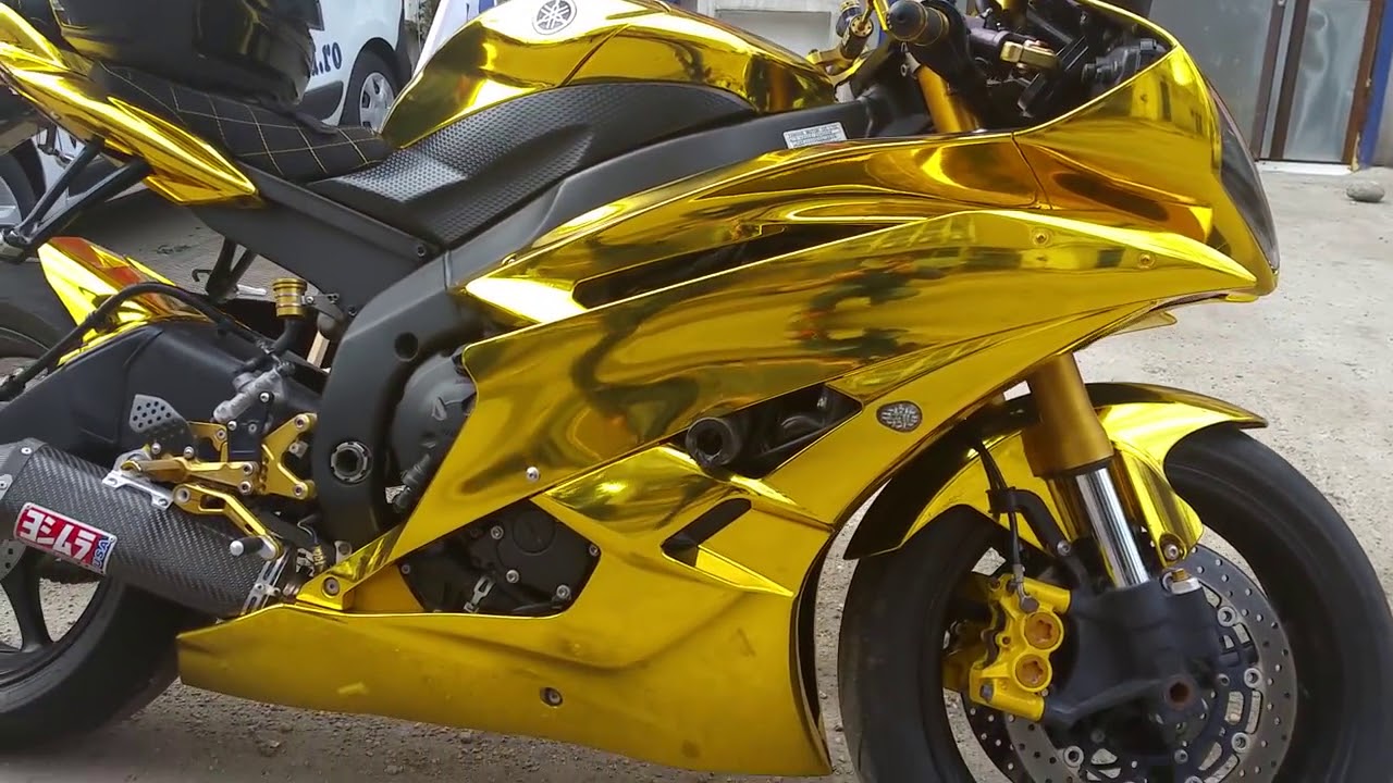 Yamaha R6 color dorado Biker Cabrera - YouTube