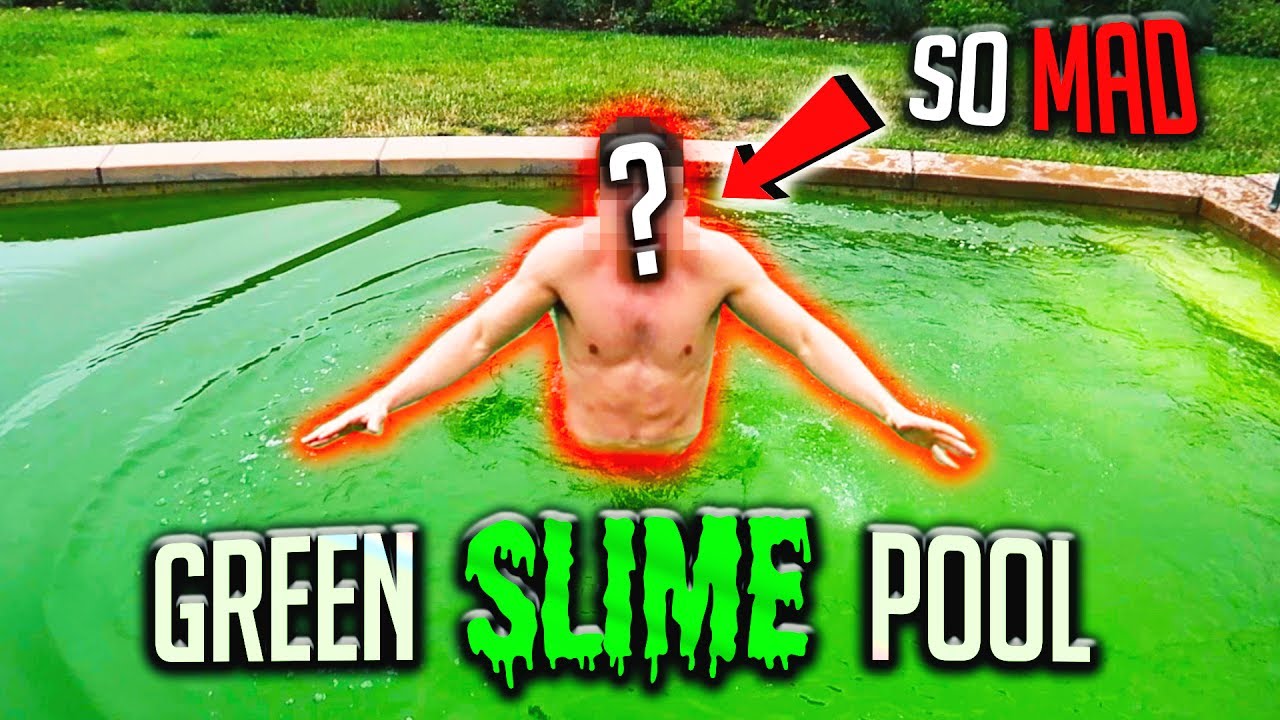 LOSER HAS TO JUMP IN THE POOL.. (GREEN SLIME) - YouTube