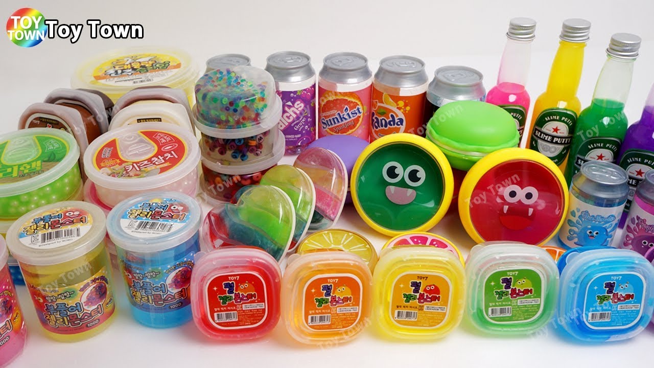 SLIME Collection Review with Giant Color Jelly Monster Crunch Pearl ...