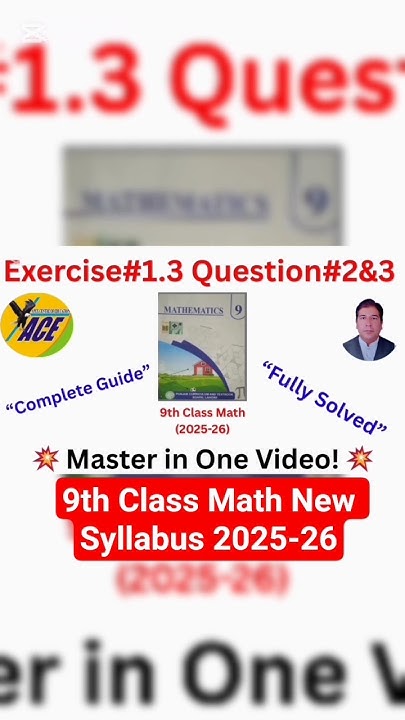 9th Class Math New Syllabus unit 1 exercise 1.3 question 2&3 #short #maths #2025 - YouTube