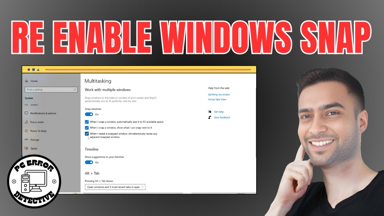 How To Re Enable Windows Snap - YouTube