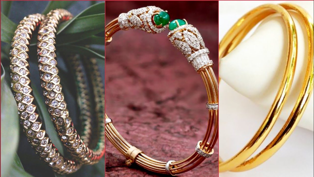 Beautiful and very stylish gold bangles designs with beautiful stones ...