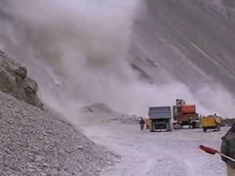 Blasting a Mountain to Make a Road - YouTube