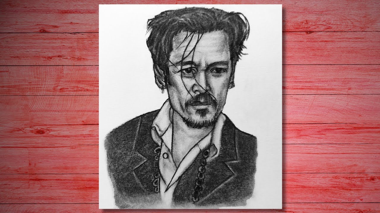 How To Draw A Man With Goatee | Charcoal Pencil ️ Drawing Timelapse ...