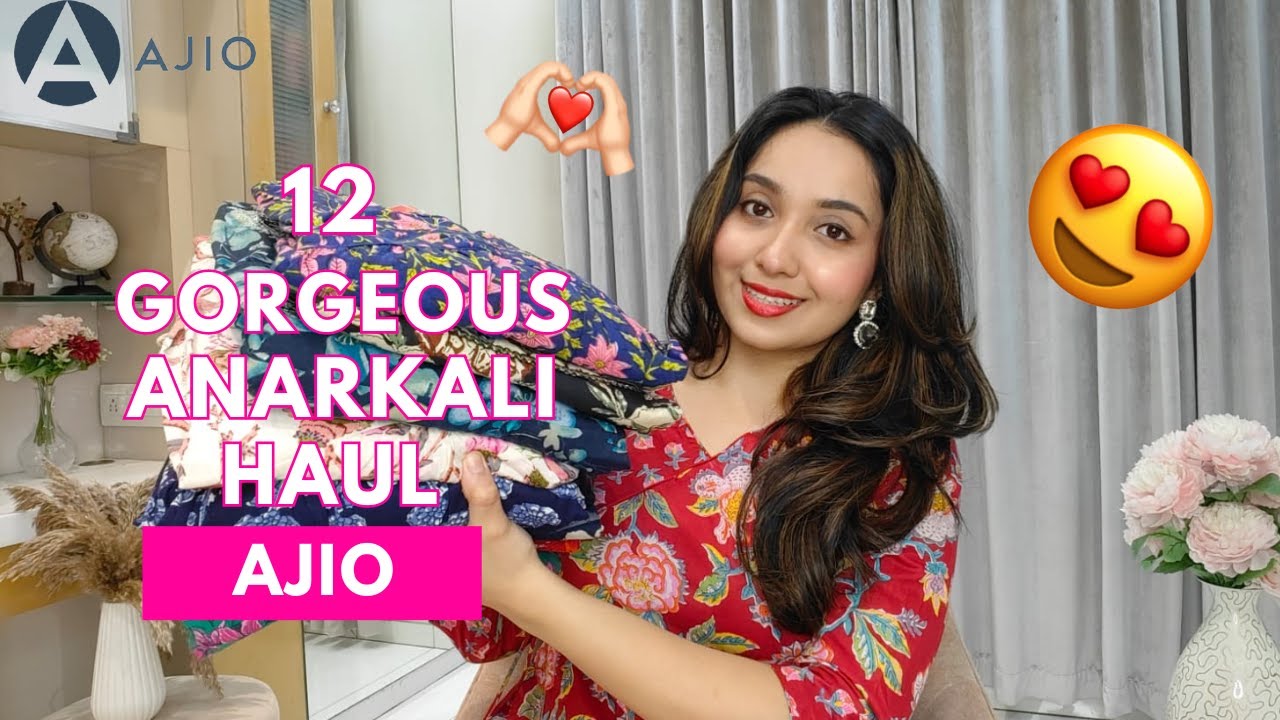 12 Gorgeous Ajio Floral Anarkali Try On Haul ️| upto 90% Off | Isha ...