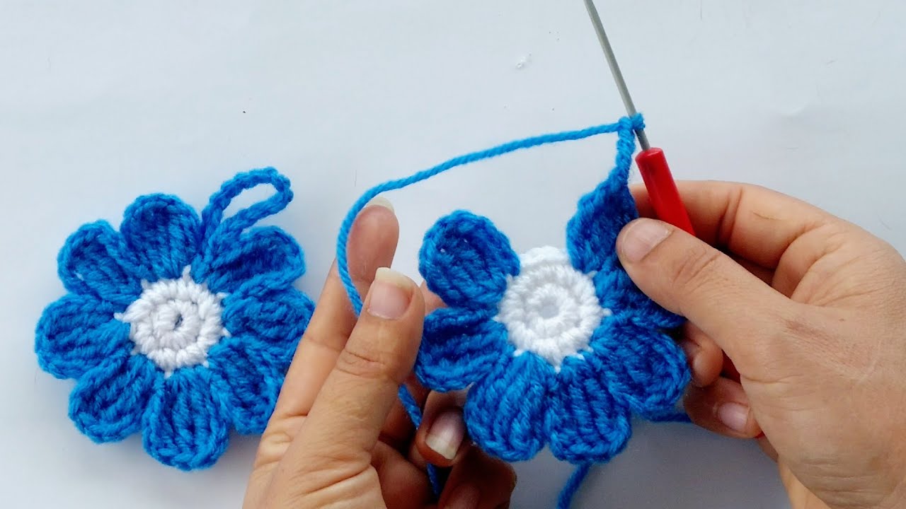 How to crochet a flower | crochet 8 petals flower #crochettutorial # ...