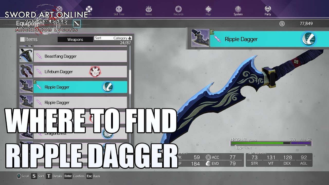 Sword Art Online: Alicization Lycoris - Where to find Ripple Dagger | ⭐ ...
