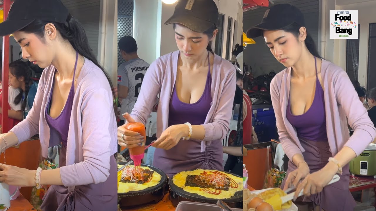 [Omelet] Most Hot & Beautiful Omelet Lady in LaosㅣLaosㅣStreet FoodㅣHot girlㅣBeautiful Womenㅣep1 ...