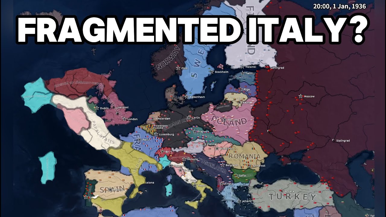 Hoi4 timelapse but Italy is fragmented 1936-1957 - YouTube