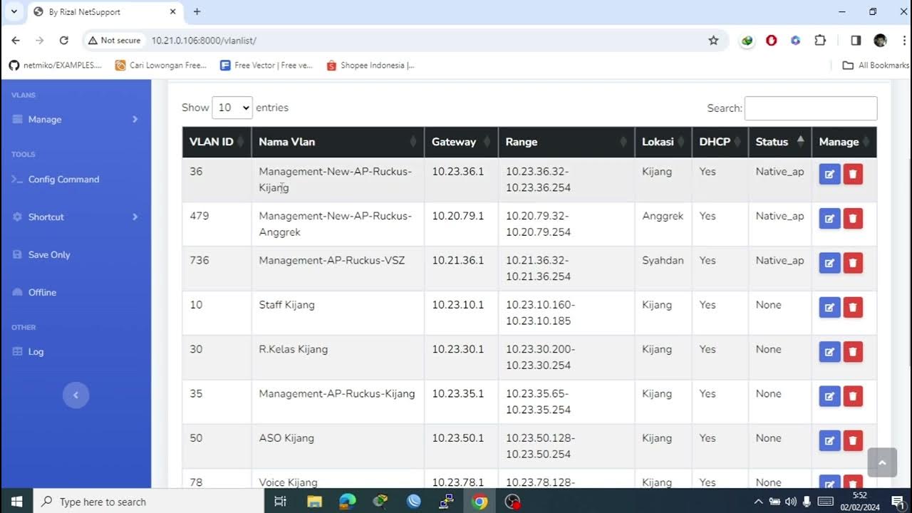 Web Network Automation Vlan List - Berbasis Python Library Netmiko, Paramiko dan framework ...