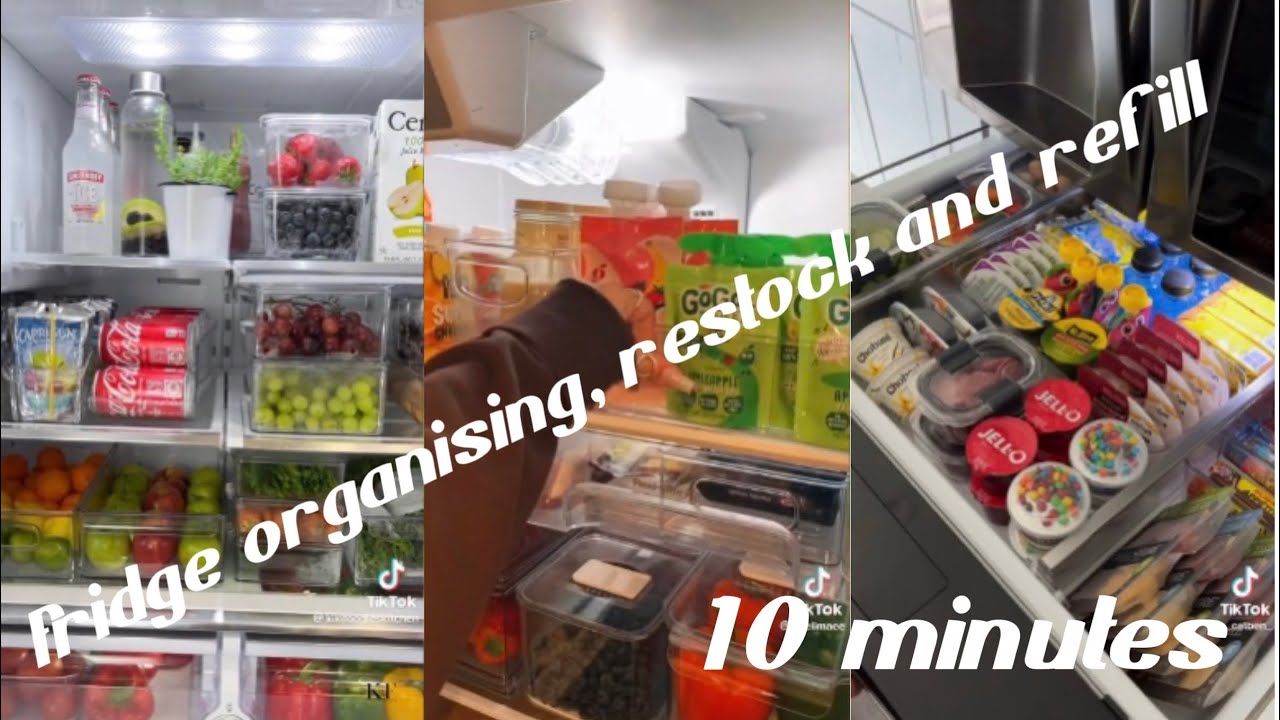Fridge organising,restock and refill compilation - YouTube