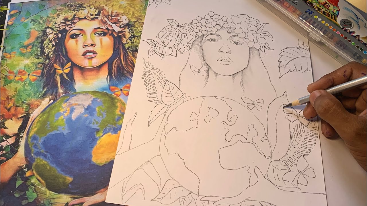 Environment Day special drawing step-by-step | Save earth drawing ...