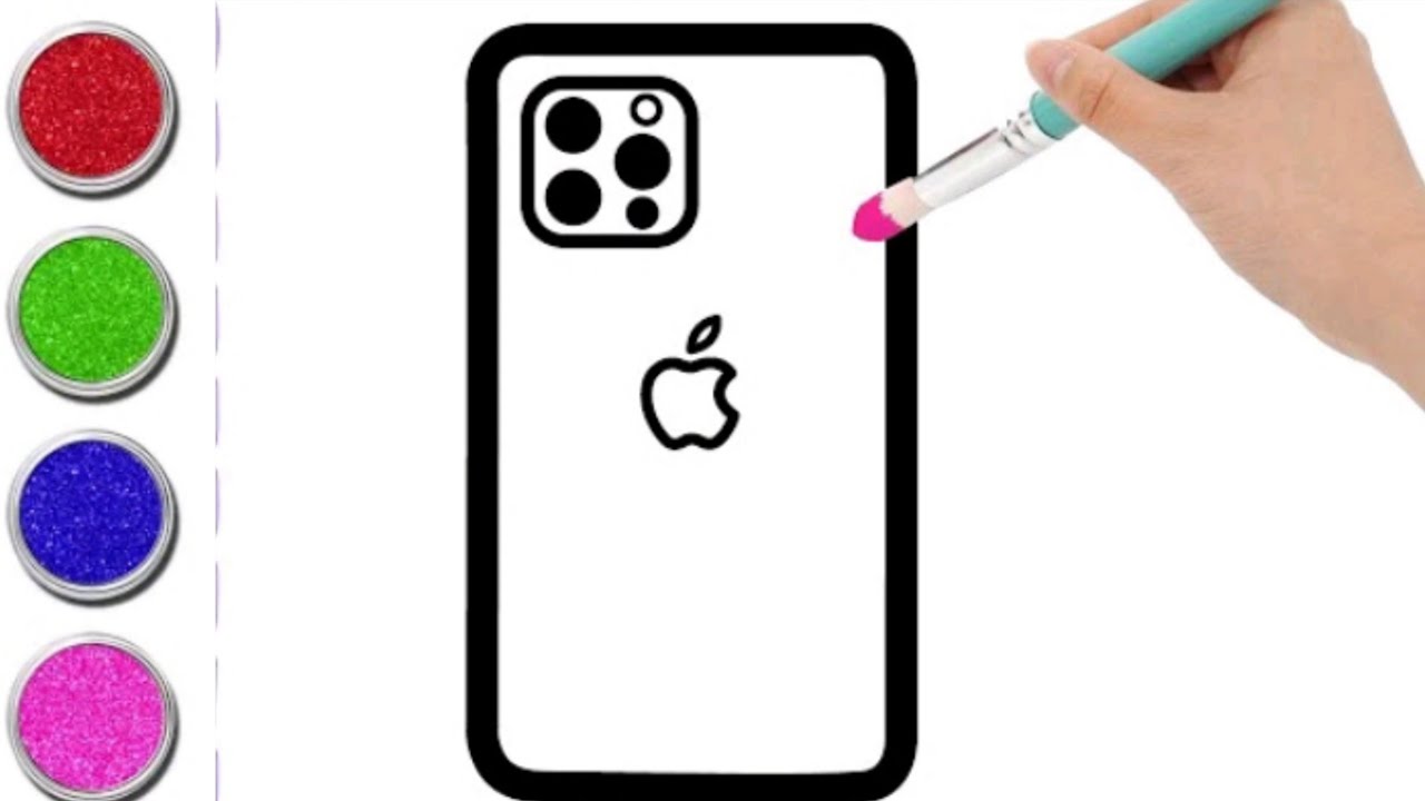 How To Draw iPhone with Rainbow Colors for Kids | Painting, Coloring ...