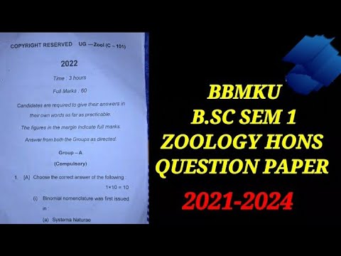 BBMKU B.SC SEM 1 ZOOLOGY HONS QUESTION PAPER 2021-2024 SESSION #bbmku #zoologynot #zoology # ...